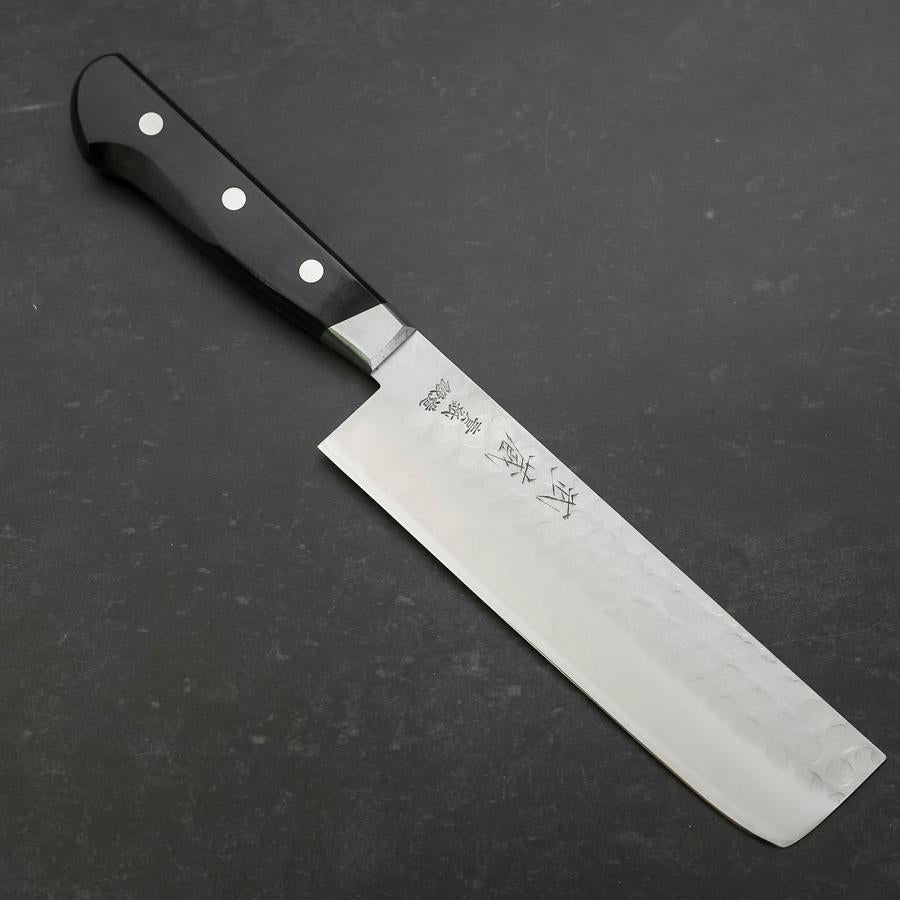 Nakiri Blue Steel #2 Edelstahlummantelung Tsuchime Schwarzer Westliche ...